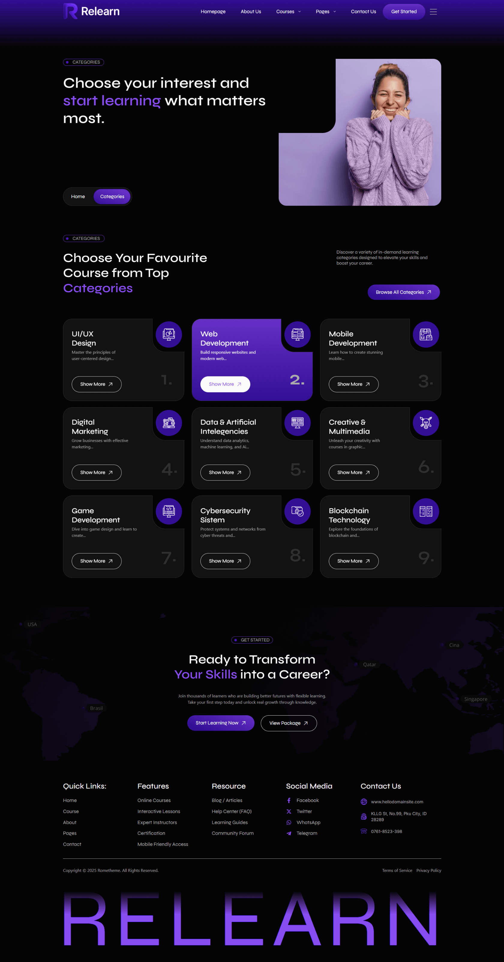 Relearn - Online Courses & E-Learning Elementor Template Kit by Rometheme